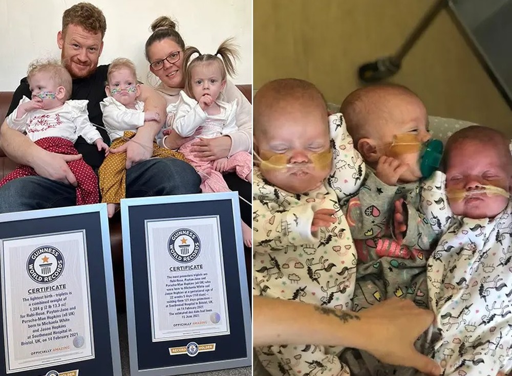Irmãs britânicas entram para o Guinness como as trigêmeas mais ...