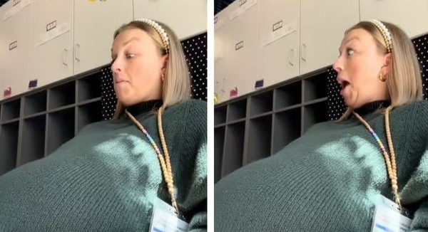 Grávida, professora interrompe lição para mostrar bebê mexendo na ...