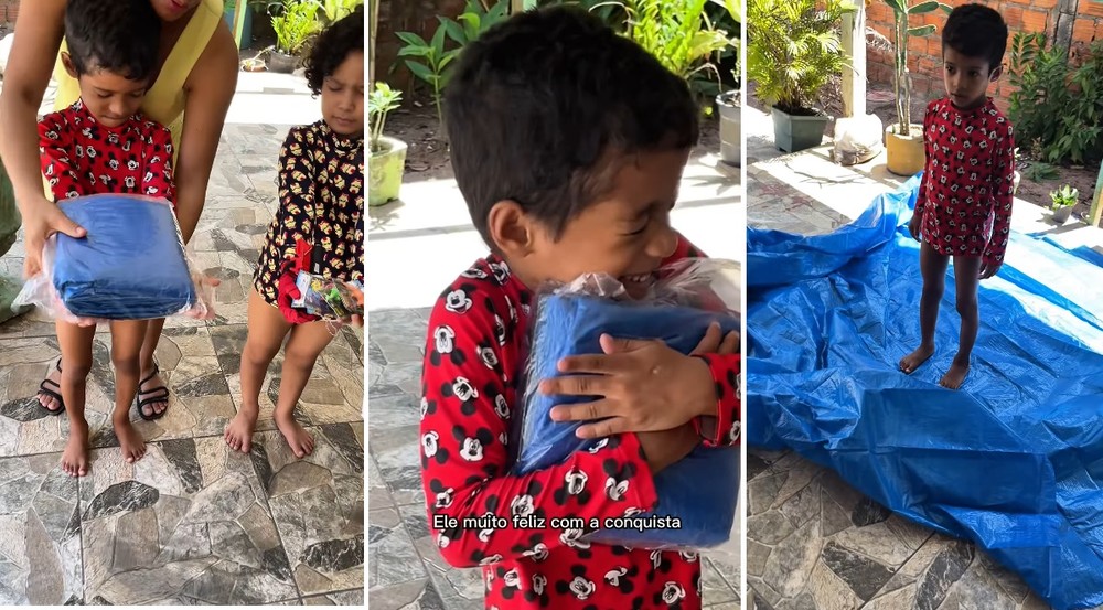 Pai tenta surpreender filho com uma “piscina”, mas o plano não sai como ...