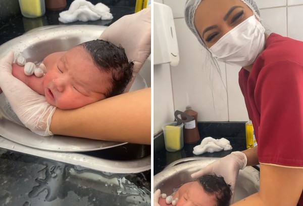 Recém-nascida dorme durante primeiro banho na maternidade e viraliza ...