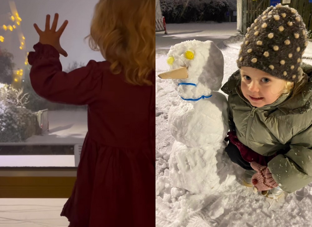 Alice conquista redes sociais ao construir boneco de neve com o pai ...