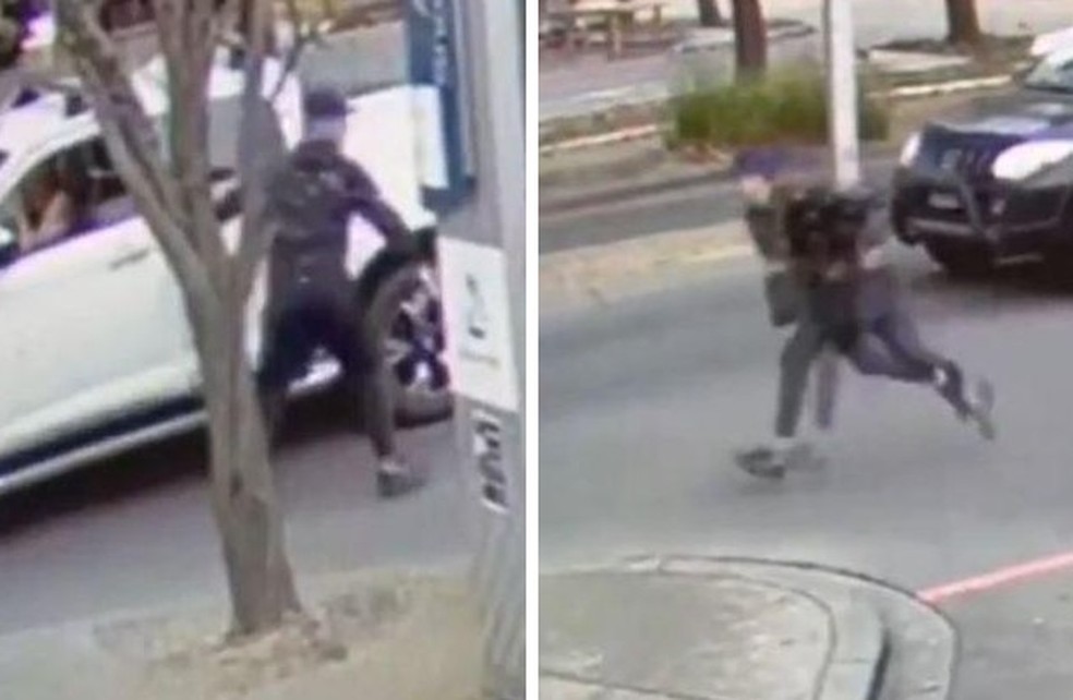 Avó dá soco em homem para proteger o neto