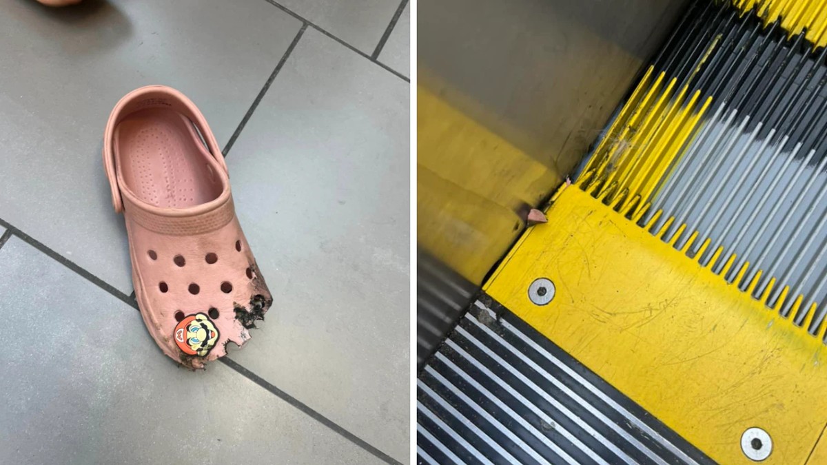 Mãe faz alerta sobre calçado emborrachado em escada rolante: 'Medo do ...