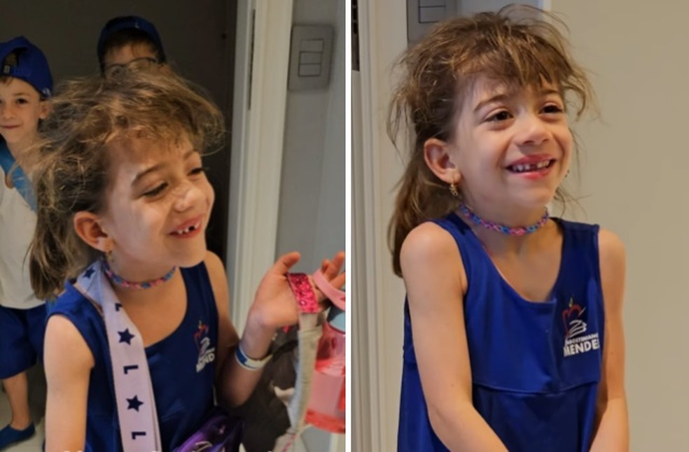 Menina chega de passeio escolar descabelada e cena viraliza: 'Será que ...